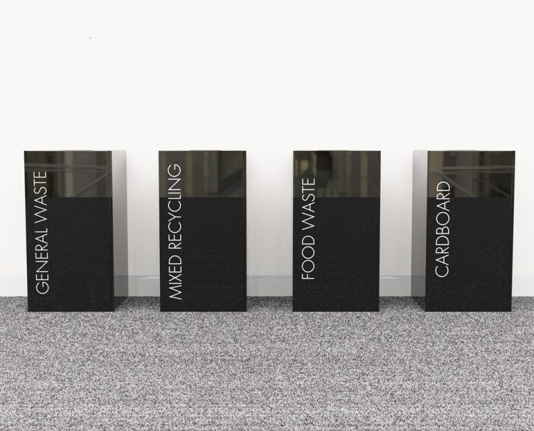 White Office Recycling Bins | Black Waste Separation Bins