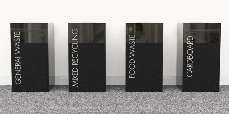 White Office Recycling Bins | Black Waste Separation Bins