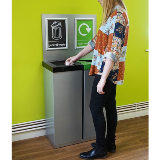 Square Office Recycling Bins |Duo Bin | Office Recycling Station